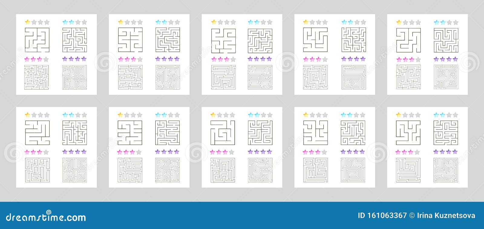 Two Different Mazes Of Medium Complexity On White With Solutions Vector ...