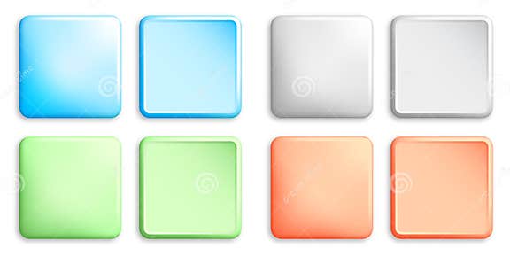 Set of Square Multi Colored Buttons with Rounded Corners. Elements for ...