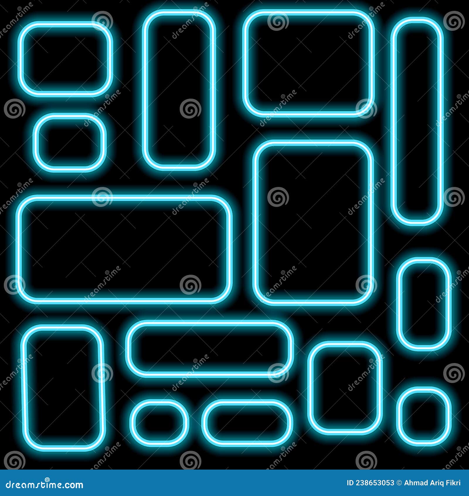 Set of Square Neon Light on a Transparent Background. Neon Frame Design ...