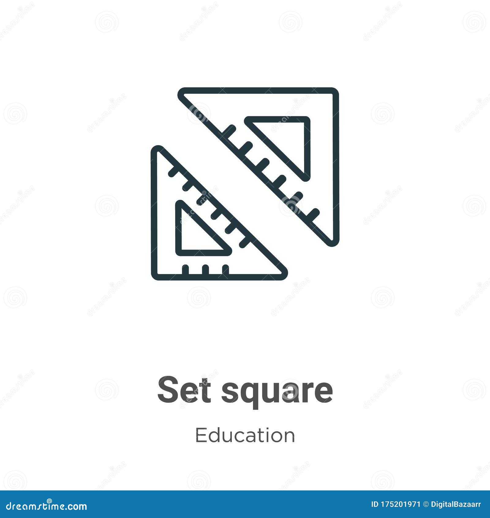 Set Square Outline Vector Icon. Thin Line Black Set Square Icon, Flat ...