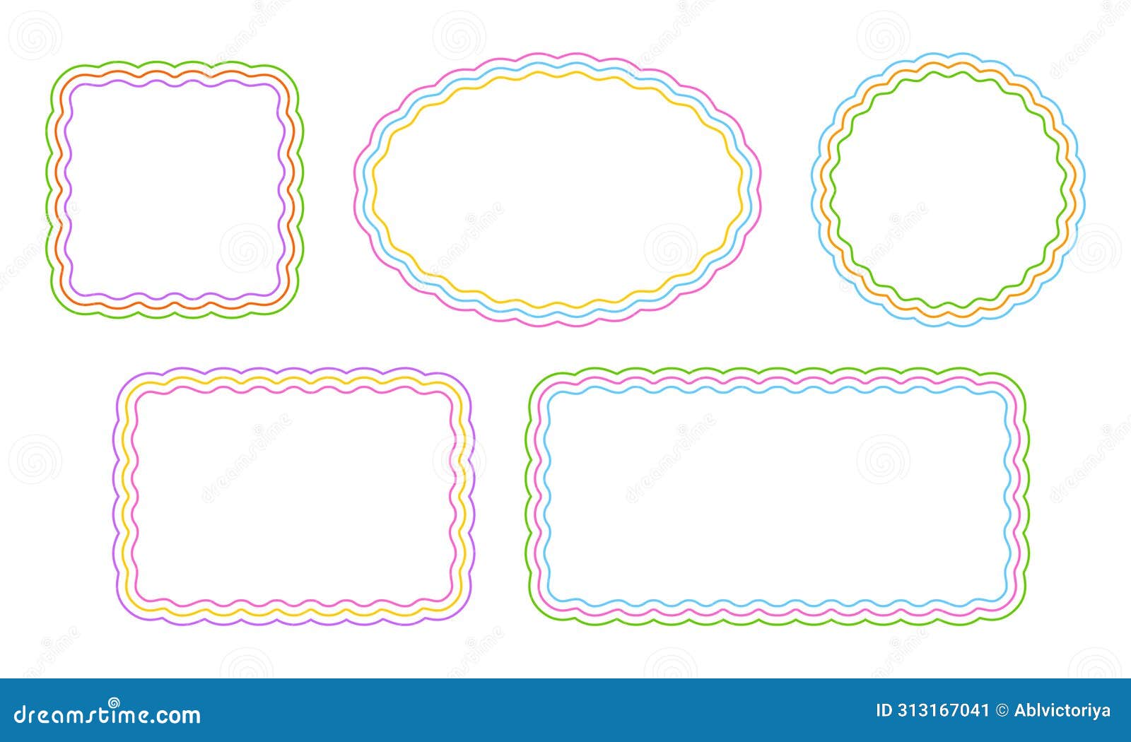 Wiggly Circle Frame. Round Shape With Curvy Borders. Wavy Vignette ...