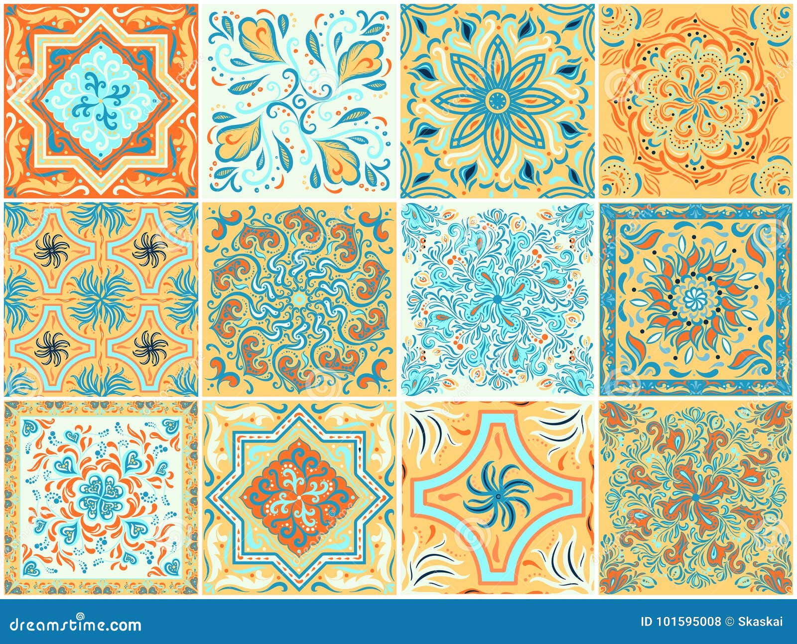 A Set of Square Patterns in Ethnic Style. Stock Vector - Illustration ...