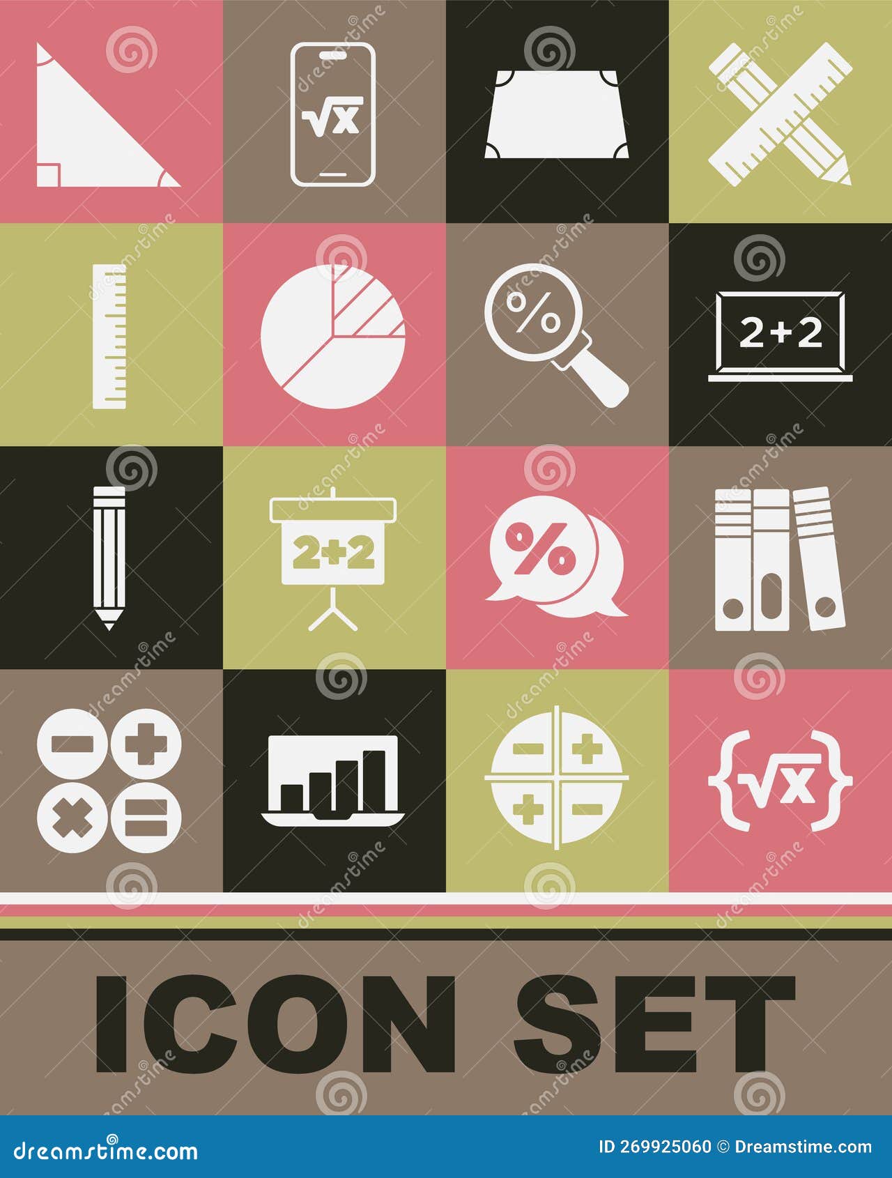 Set Square Root of X Glyph, Office Folders, Chalkboard, Acute Trapezoid ...