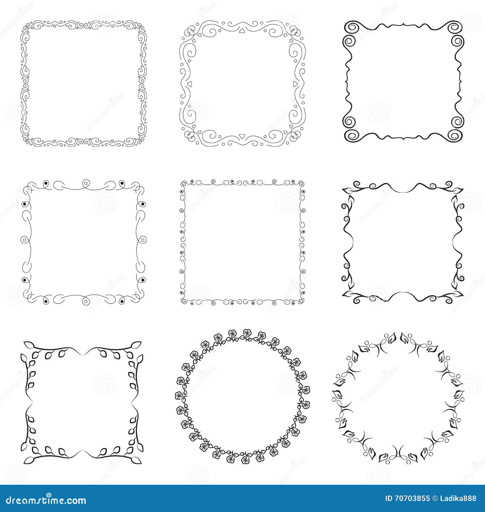 Set of Square and Round Frames. Stock Vector - Illustration of ornament ...