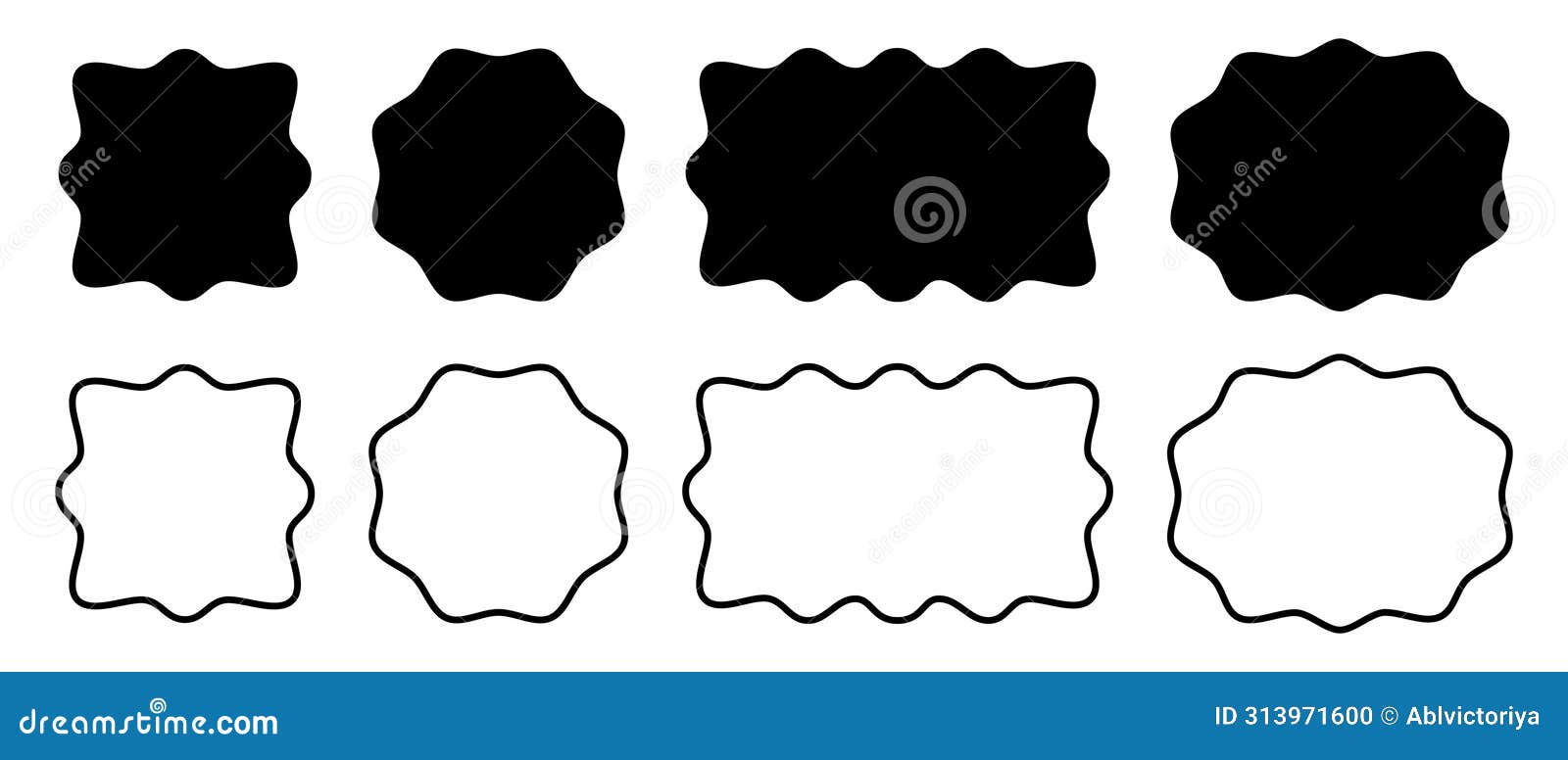 Set of Square, Round, Rectangle and Oval Frames with Wiggly Edges ...