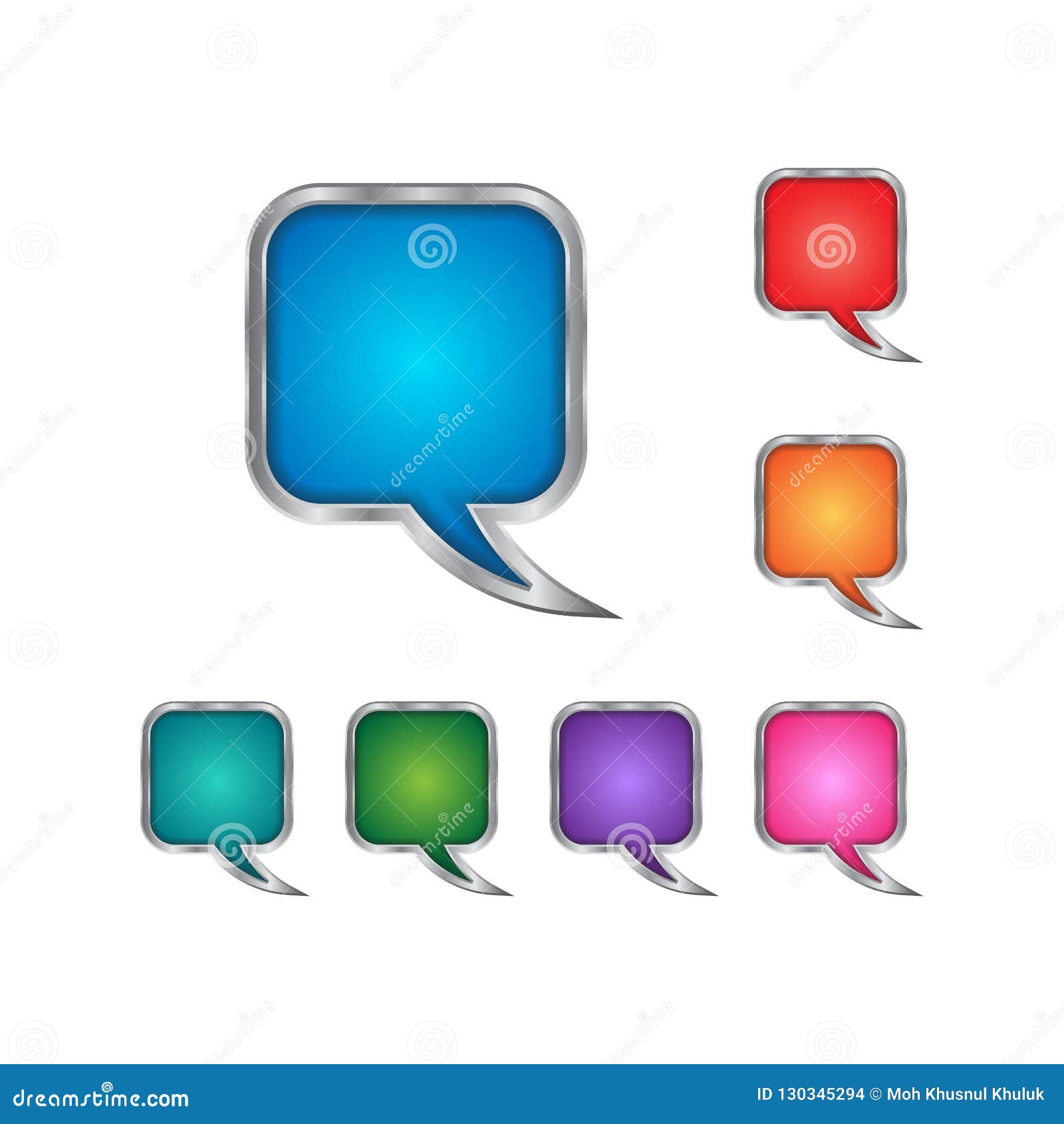 Set Square Rounded Chat Bubble Modern Icon Stock Vector - Illustration ...