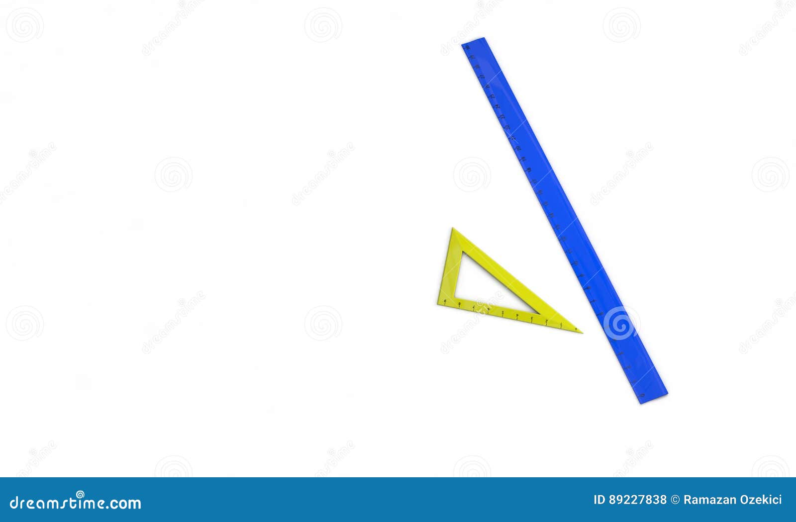 Set Square and Ruler Models Isolated on the White, 3d Render Stock ...