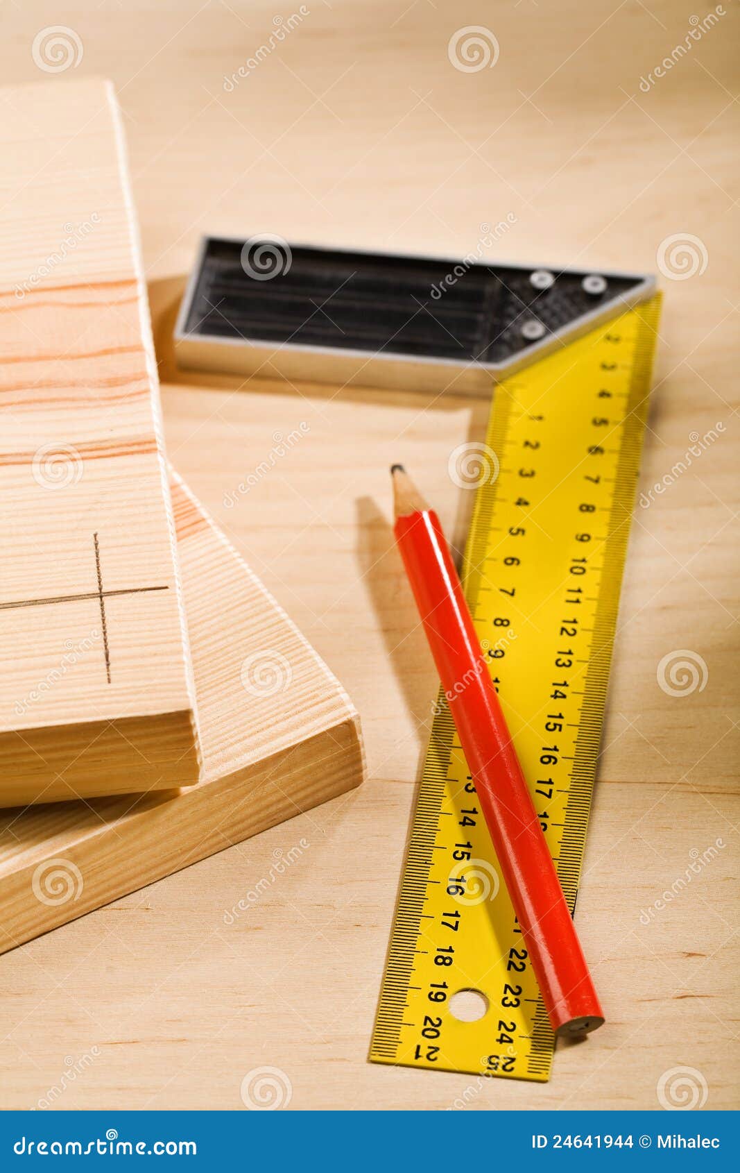 Set-square Ruler and Pencil with Boards Stock Photo - Image of building ...