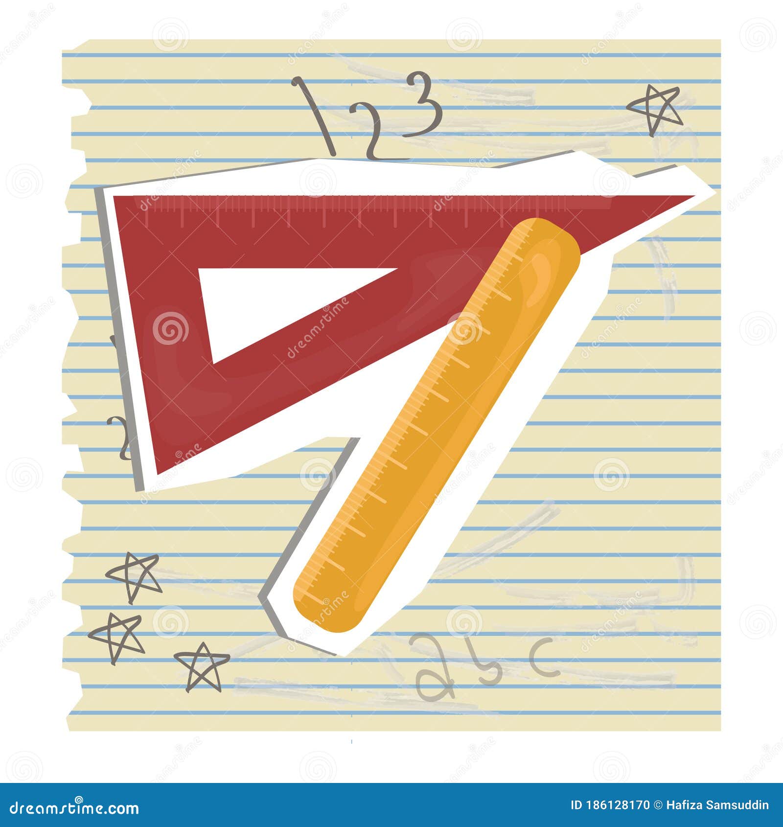 Set Square and Scale. Vector Illustration Decorative Design Stock Photo ...