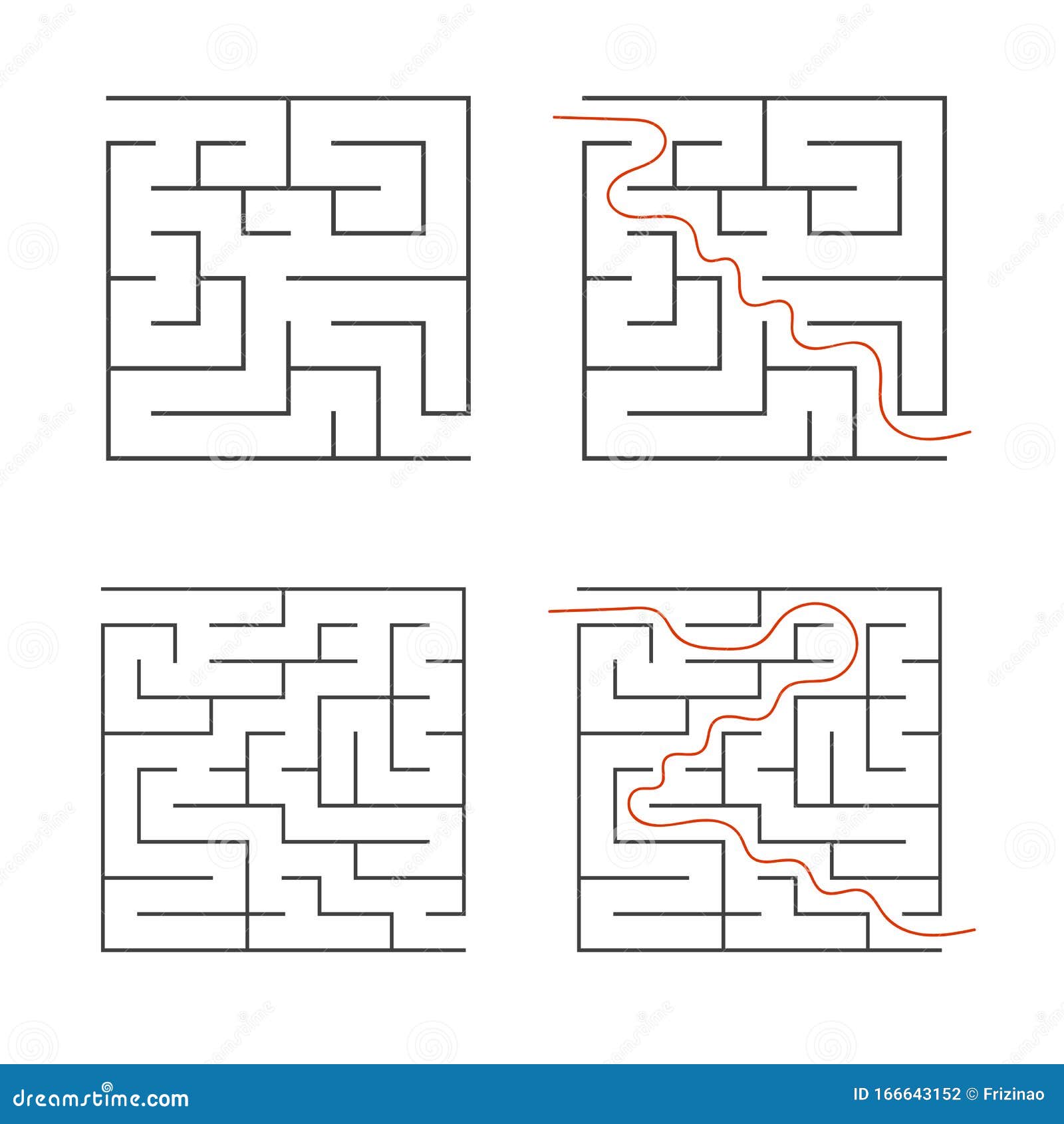 A Set of Square Simple Labyrinths. an Interesting Game for Children ...
