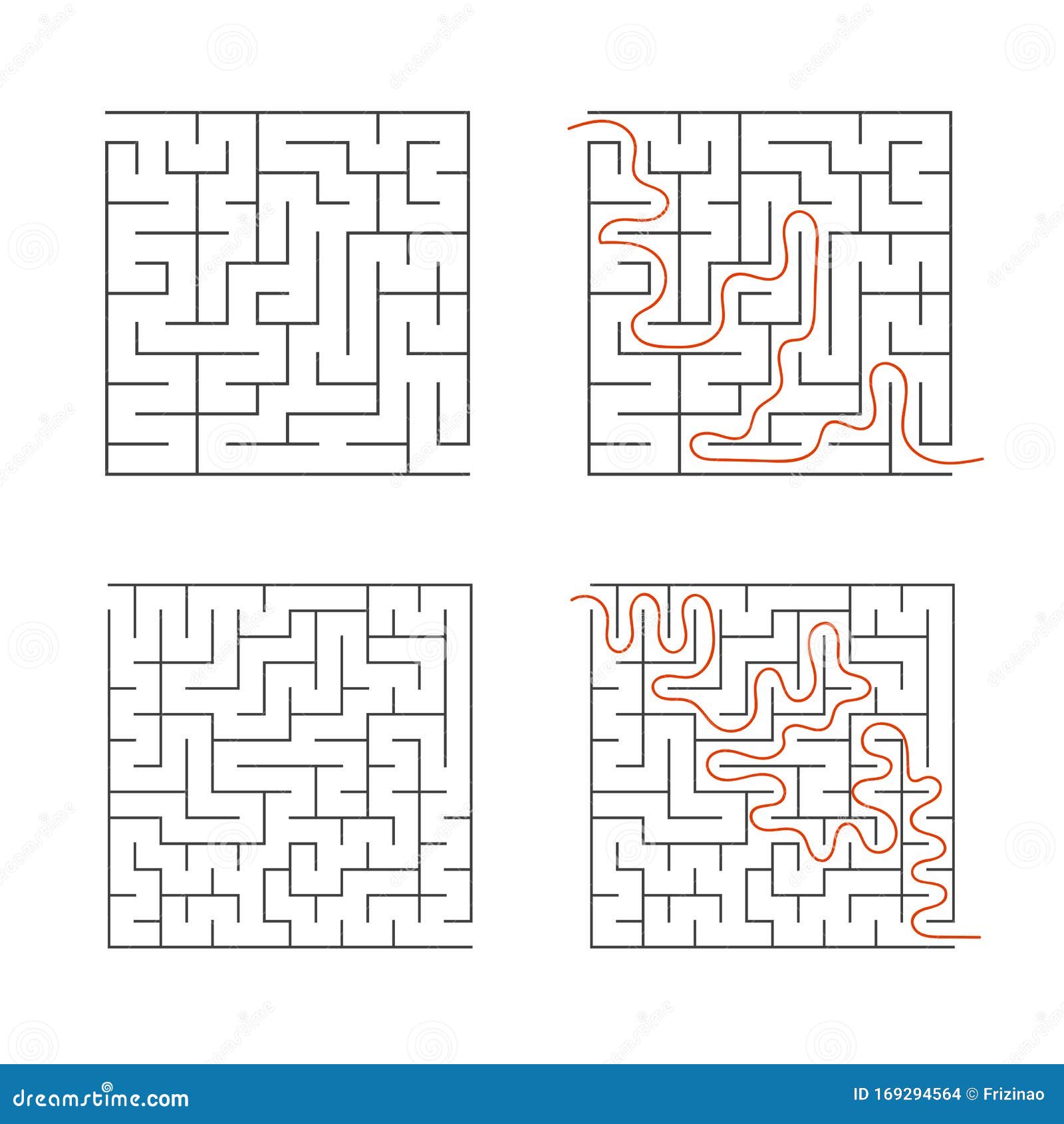 A Set of Square Simple Labyrinths. an Interesting Game for Children ...