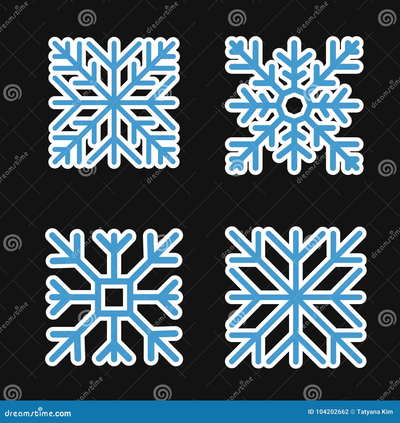 Set Square Snowflake. Flat Icon. Vector Stock Vector - Illustration of ...