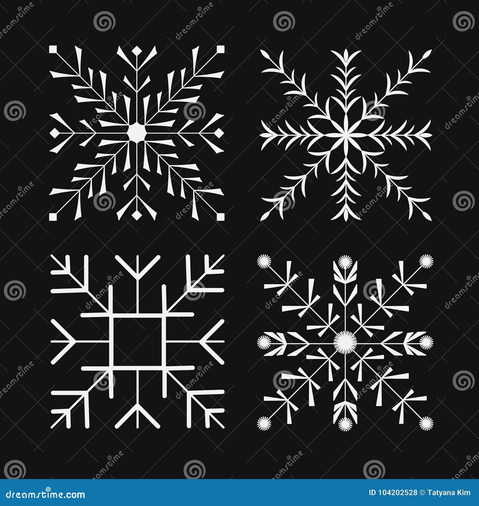 Set Square Snowflake. Flat Icon. Vector Stock Vector - Illustration of ...