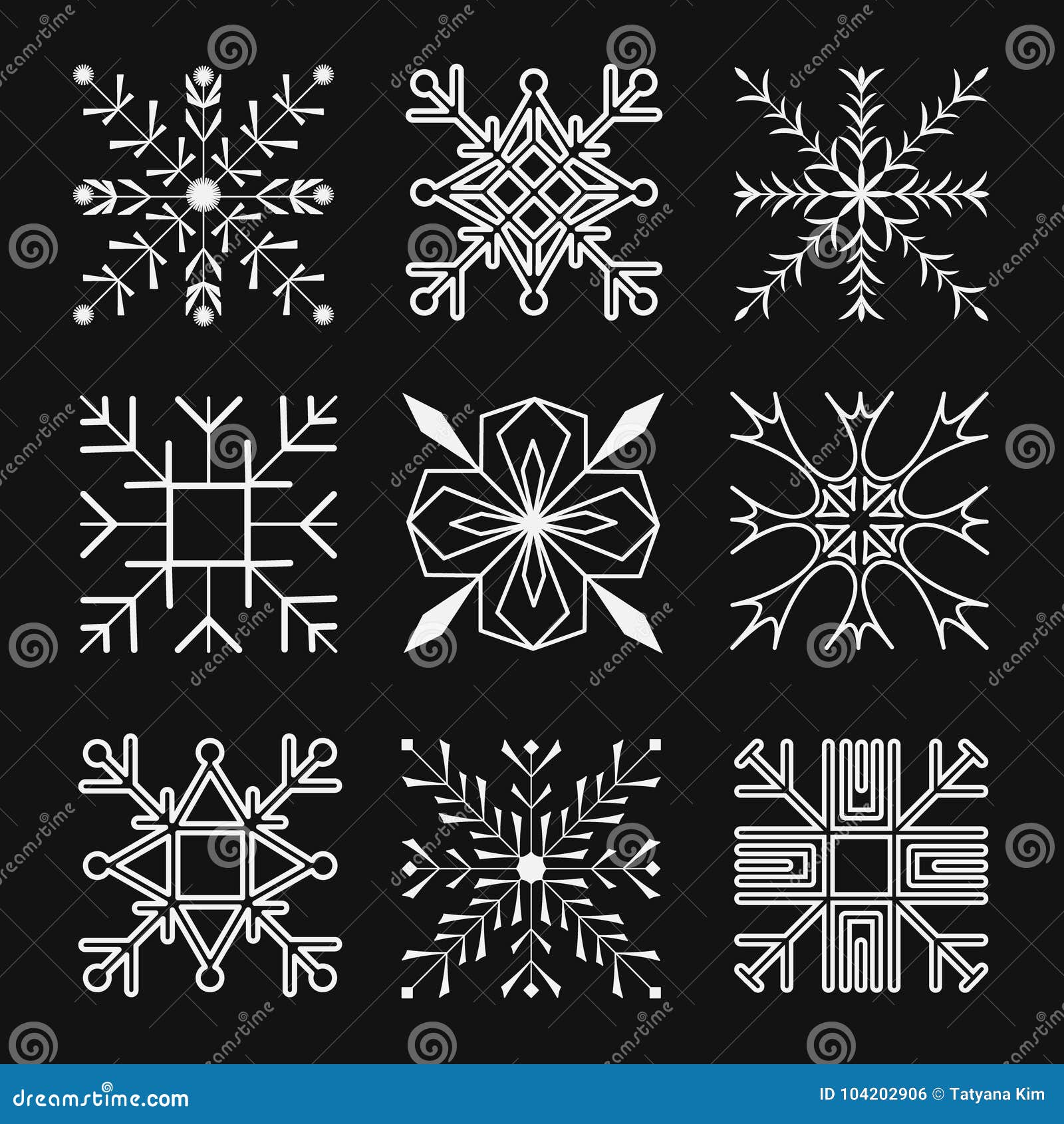 Set Square Snowflake. Flat Icon. Vector Stock Illustration ...