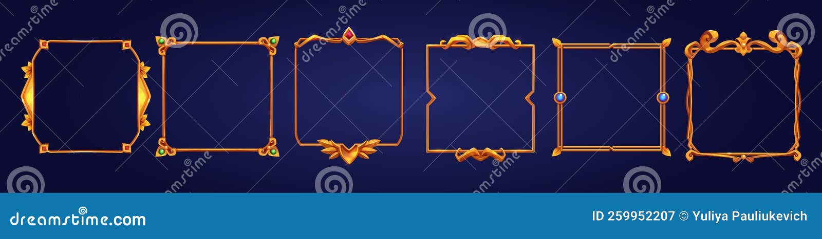 Set of Square Ui Game Frames, Medieval Borders Stock Illustration ...