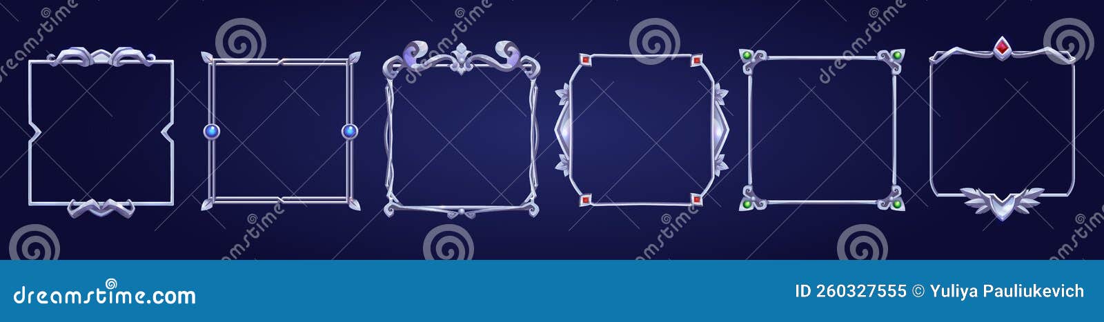 Set of Square Ui Game Frames, Medieval Borders Stock Vector ...