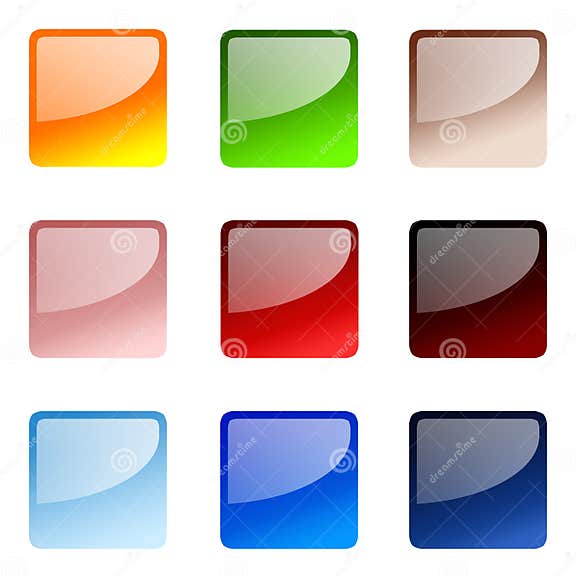 Set of Square Website Buttons Stock Illustration - Illustration of ...