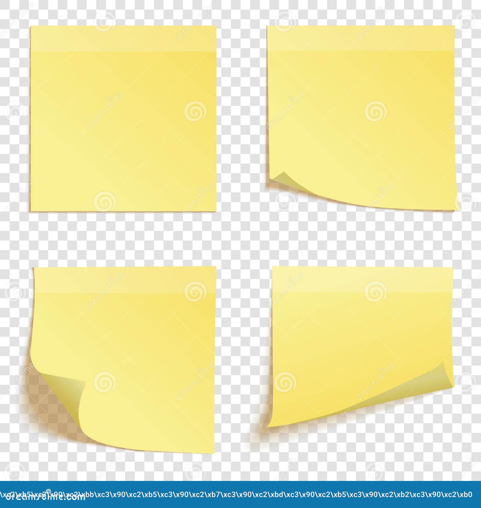 Set of Square Yellow Sticky Notes Stock Vector - Illustration of ...