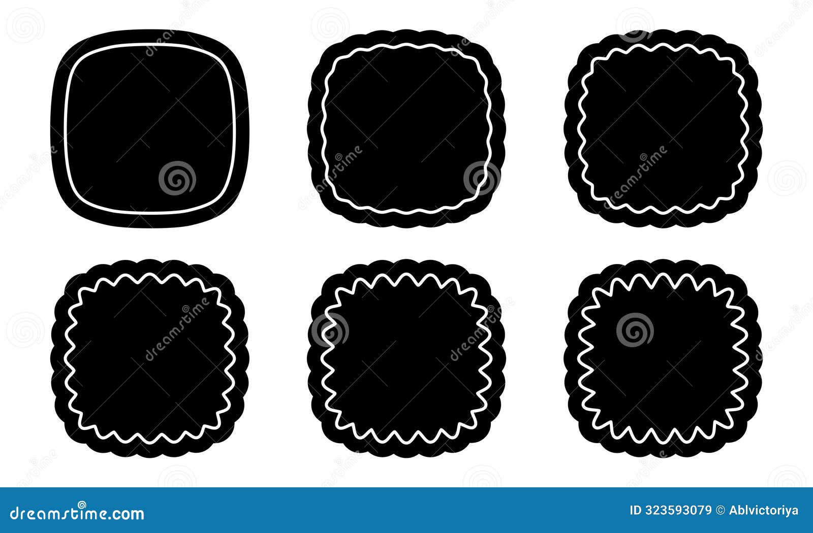 Set of Squircles or Squares Shapes with Wavy Rounded Borders and ...