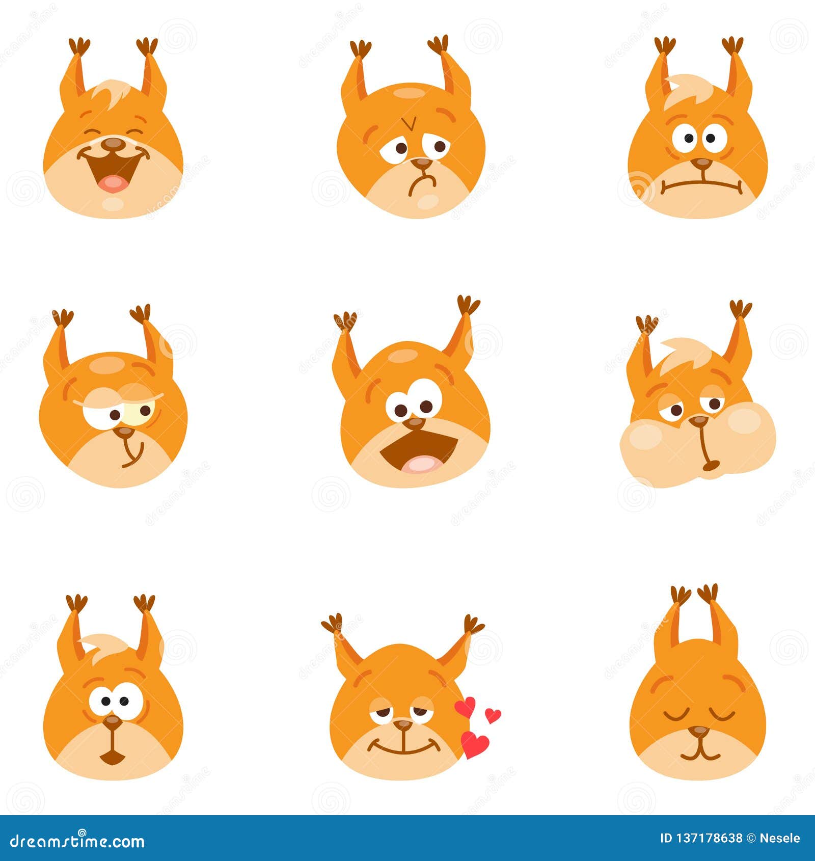 Set of Squirrel Emojis and Stickers. Stock Illustration - Illustration ...