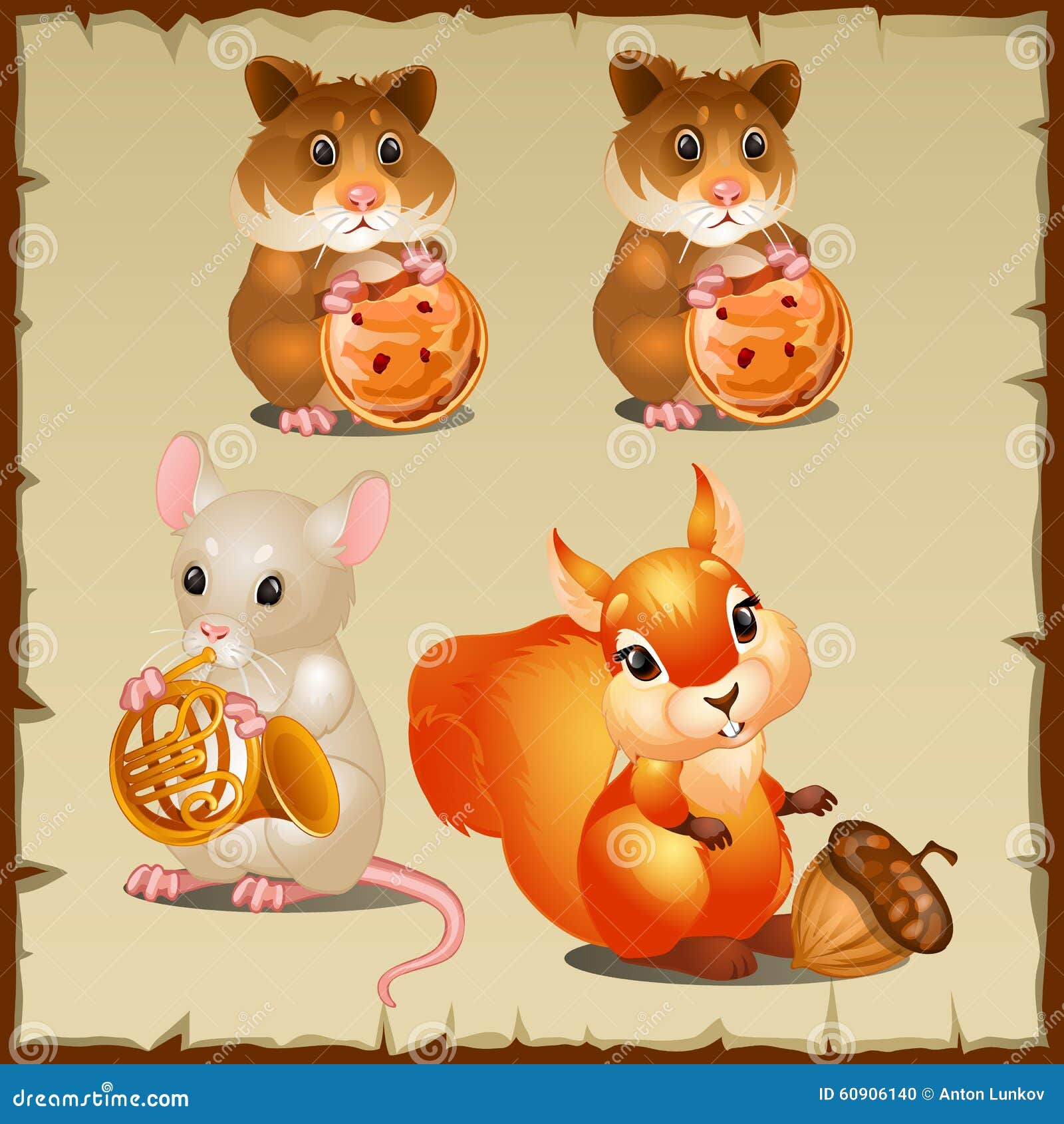 Set Of Squirrel With Hamsters And Mouse Vector Illustration ...