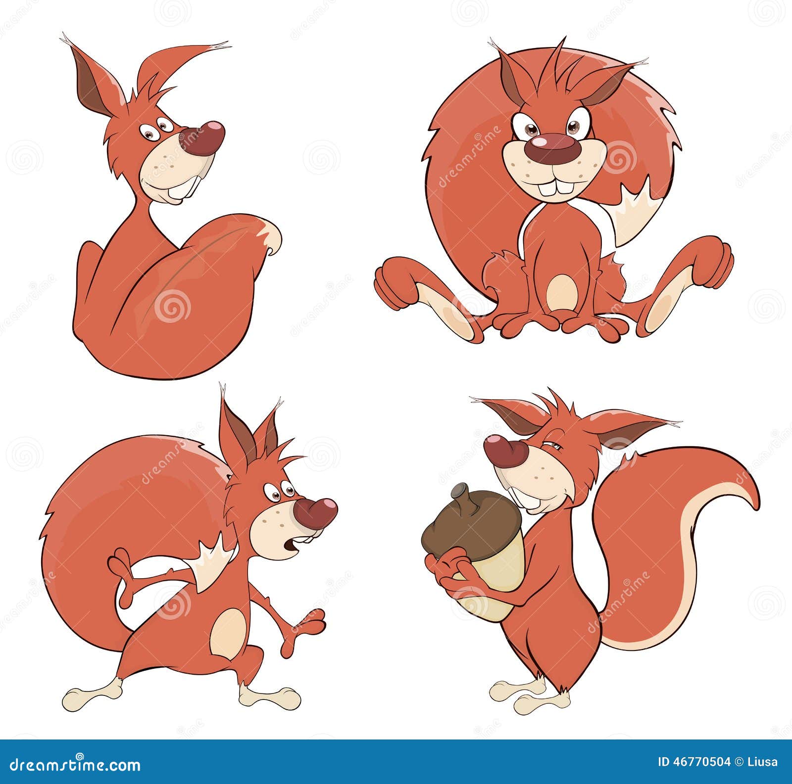 Set of squirrels cartoon stock vector. Illustration of funny - 46770504