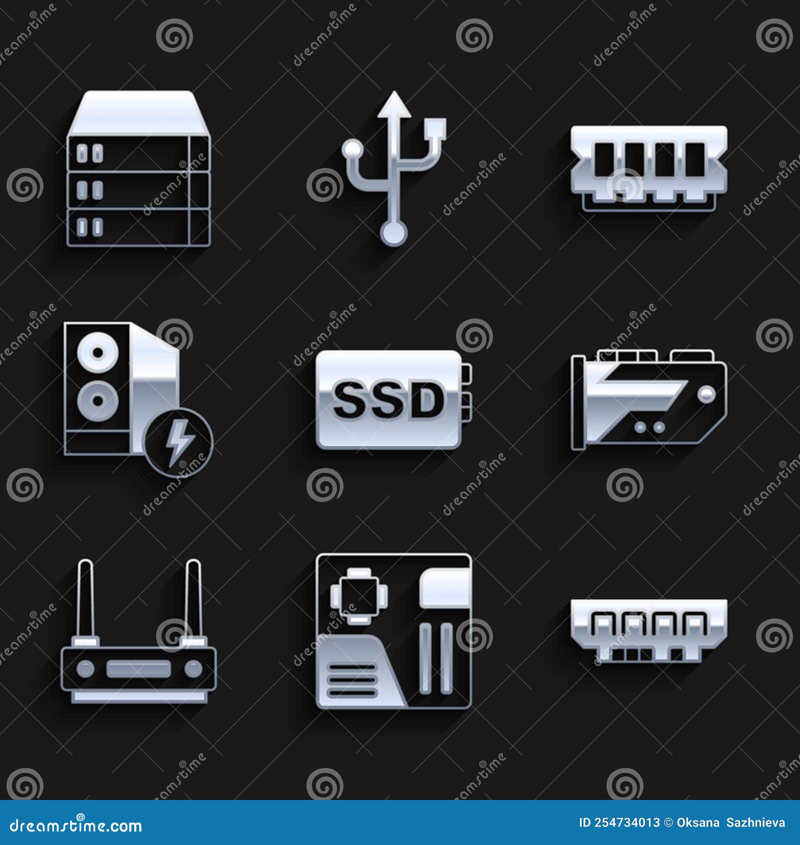 Set SSD Card, Motherboard Digital Chip, RAM, Random Access Memory ... Set SSD Card, Motherboard Digital Chip, RAM, Random Access Memory ...
