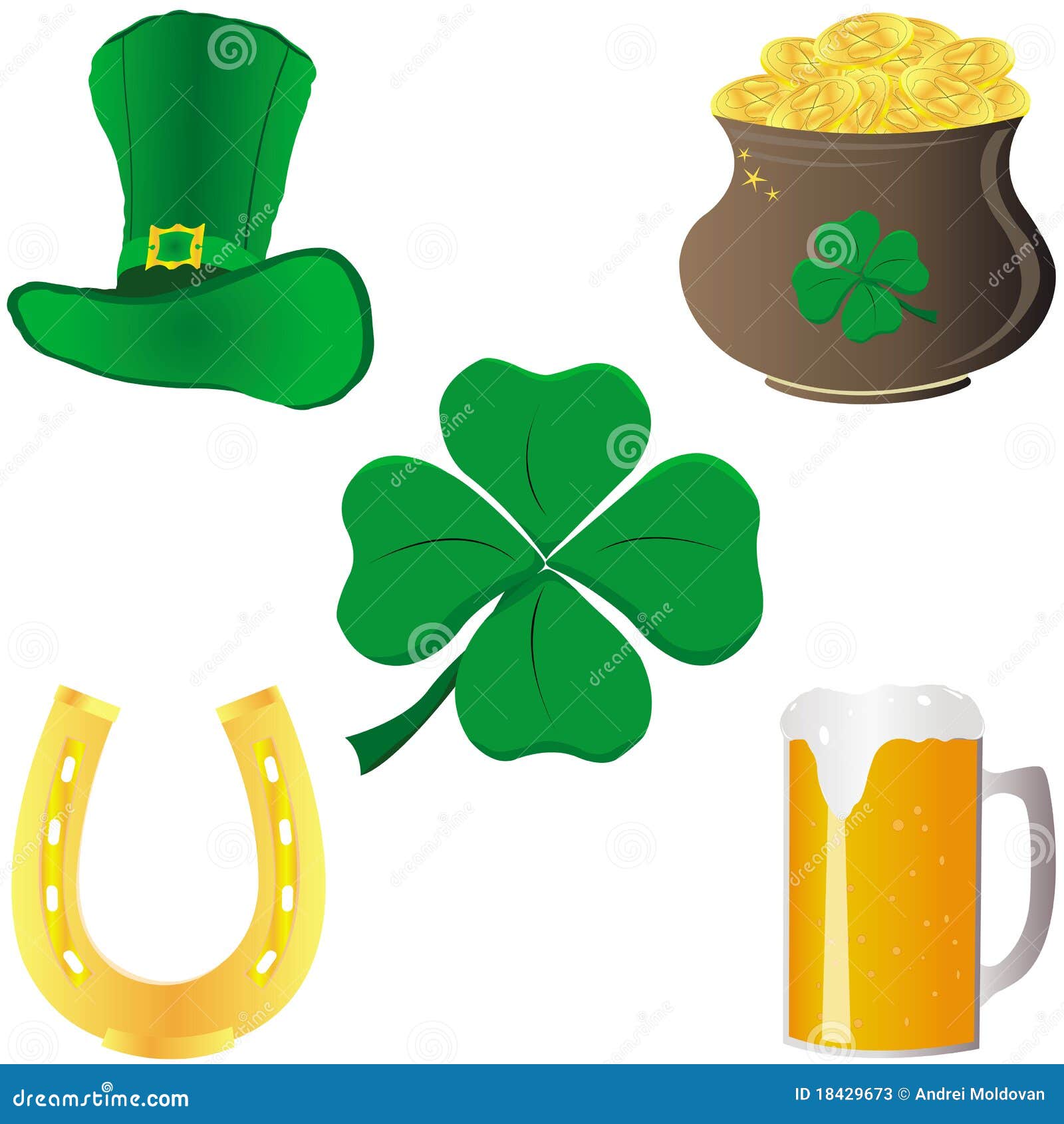 Set of St Patrick`s Day Elements Stock Vector - Illustration of ...