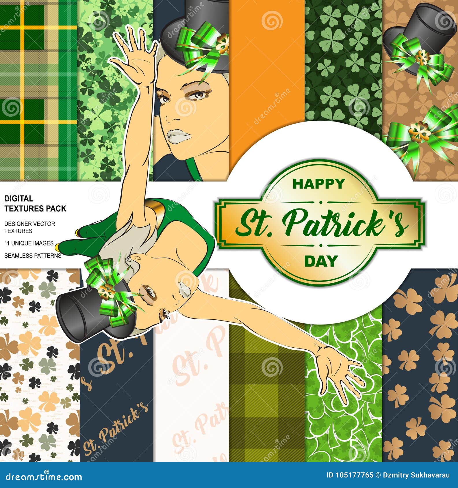 Set Of St Patrick`s Day Patterns Stock Illustration Illustration Of