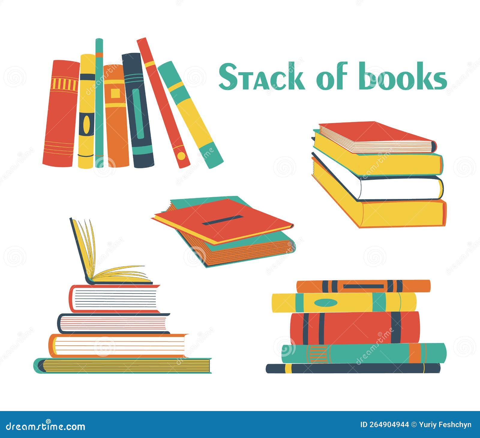 Set of Stack Books. Vector Reading, Education, Teaching, Learning ...