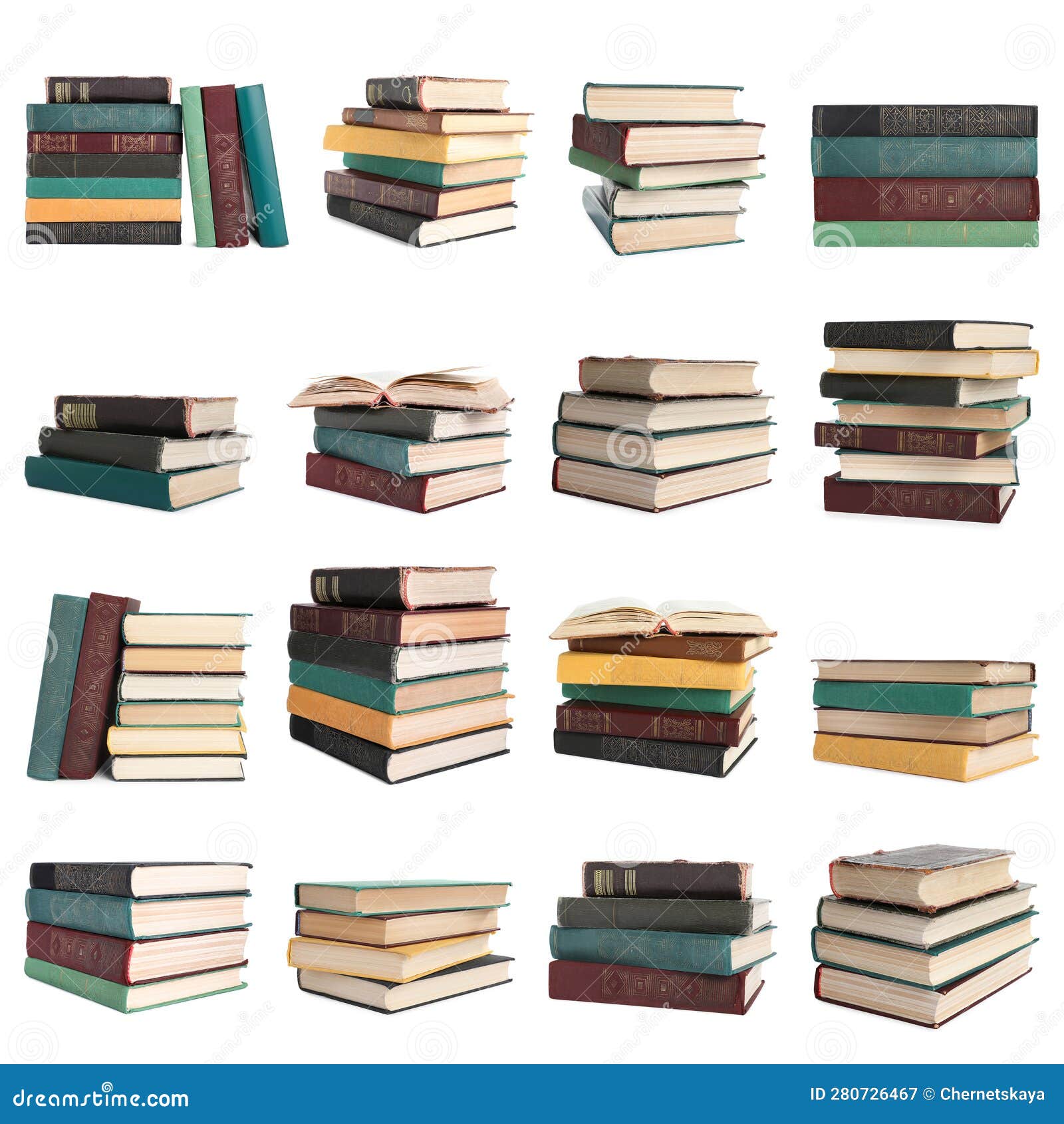 Set of Stacked Books Isolated on White Stock Image - Image of books ...