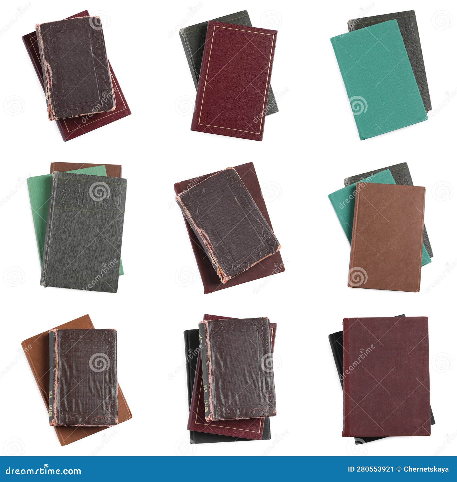 Set of Stacked Books Isolated on White, Top View Stock Image - Image of ...