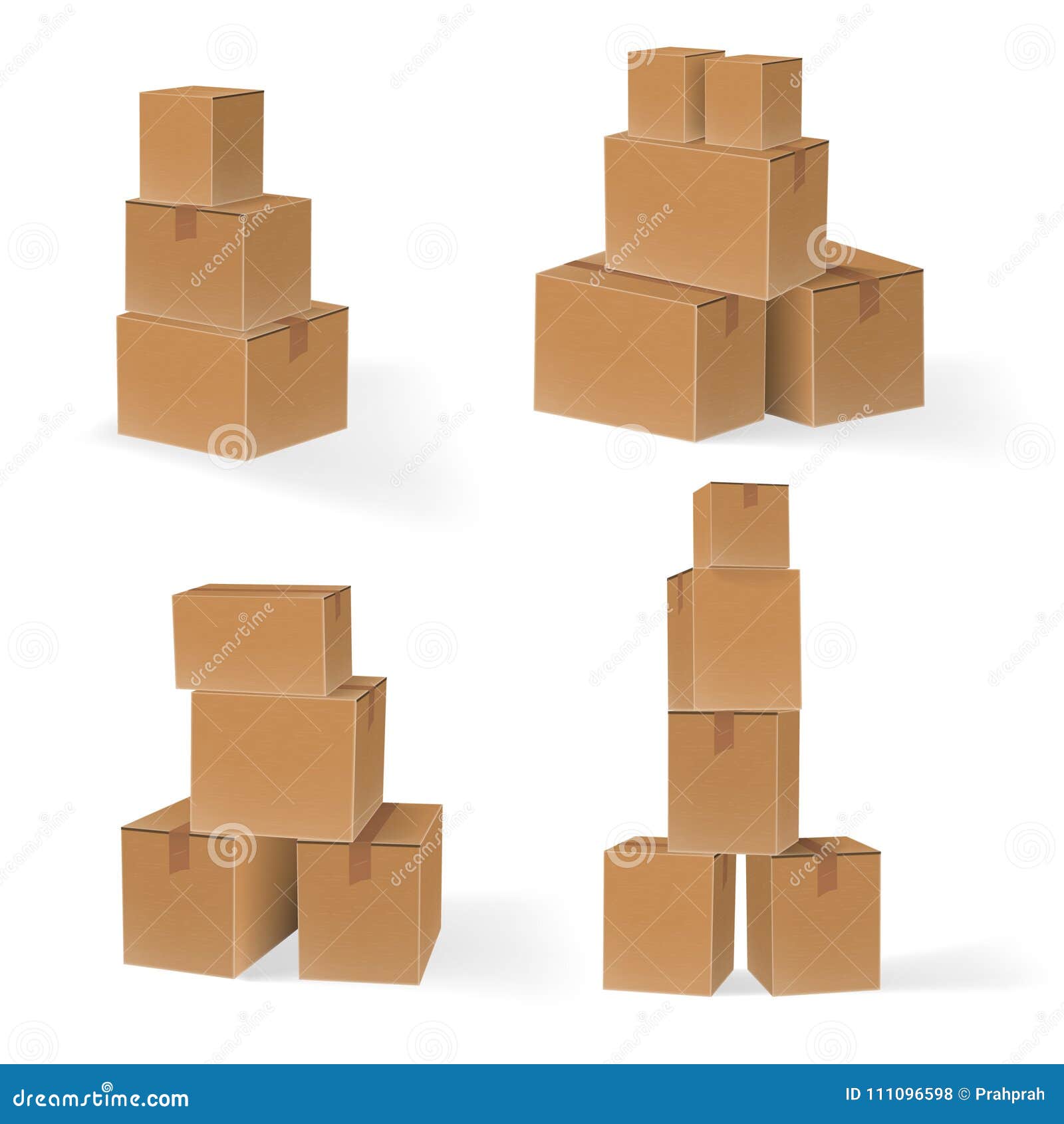 Set of Stacks of Cardboard Boxes Stock Illustration - Illustration of ...