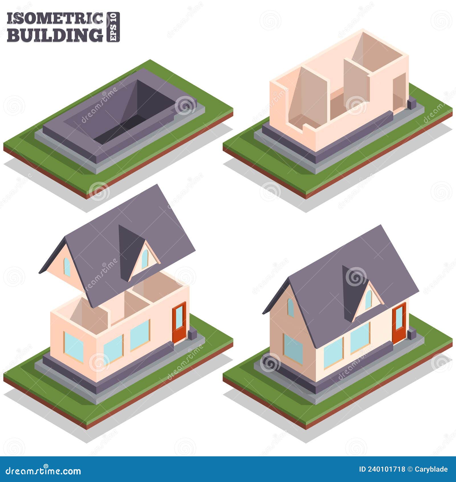 A Set of Stages of Building a House. Stock Vector - Illustration of ...