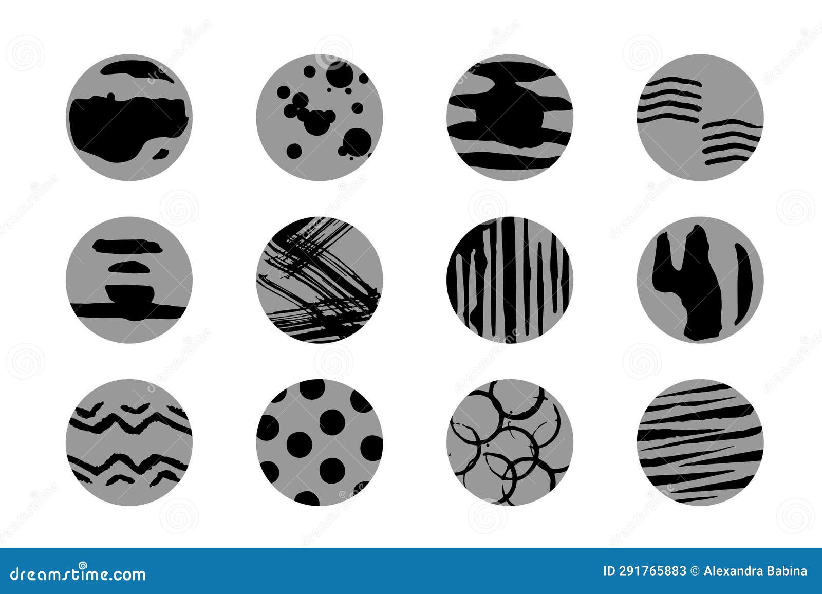Set of Stain. Spot, Circle, Stripe in Round Shape Stock Vector ...