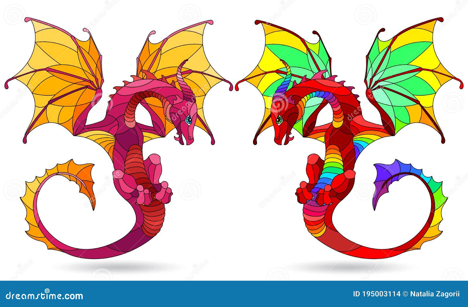 Two Fat Dragons Vector Illustration | CartoonDealer.com #6457186