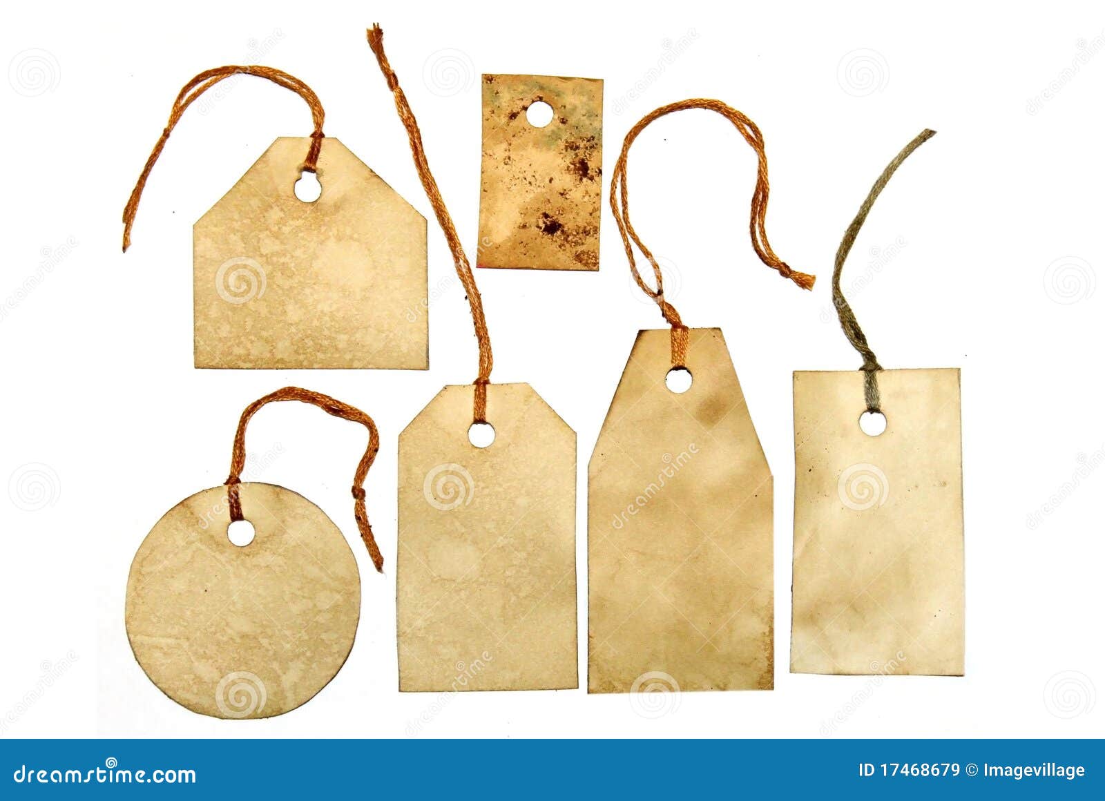 Set of Stained Tags with Strings Stock Image - Image of rectangle ...