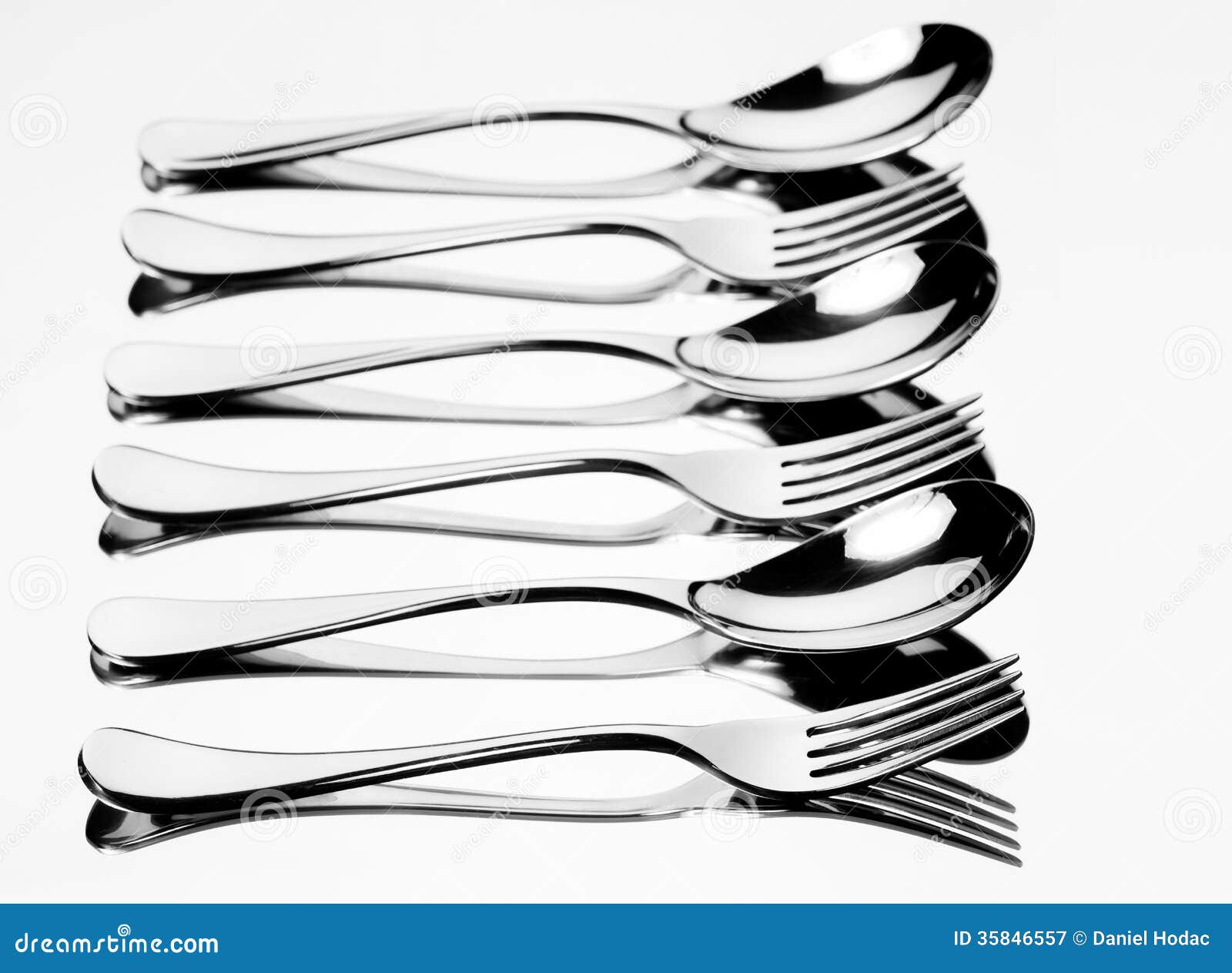 Set of Stainless Steel Fork and Spoon Stock Image - Image of food ...