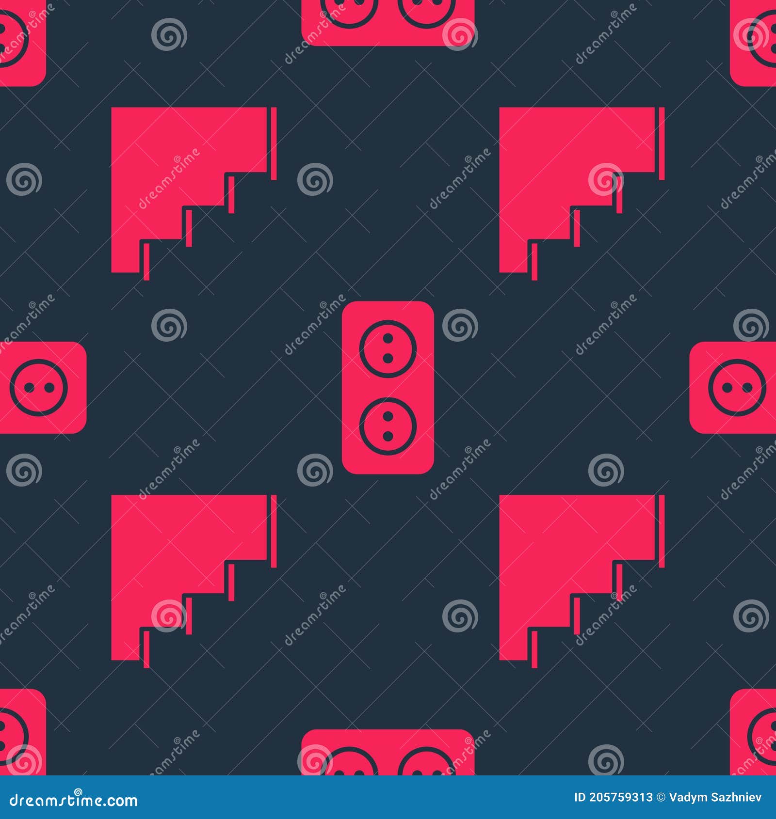 Set Staircase and Electrical Outlet on Seamless Pattern. Vector Stock ...