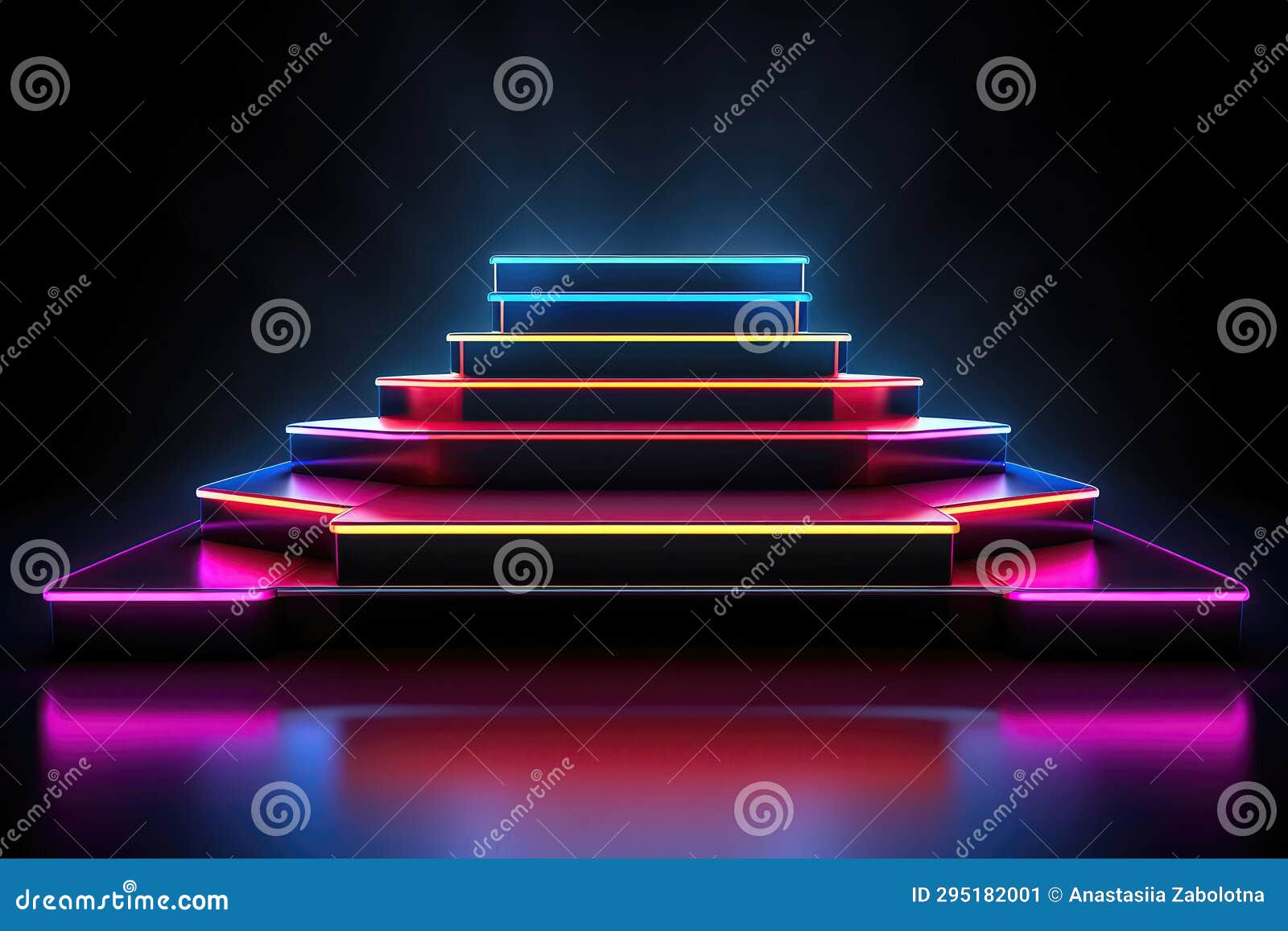 A Set of Stairs Lit Up with Neon Lights Stock Illustration ...