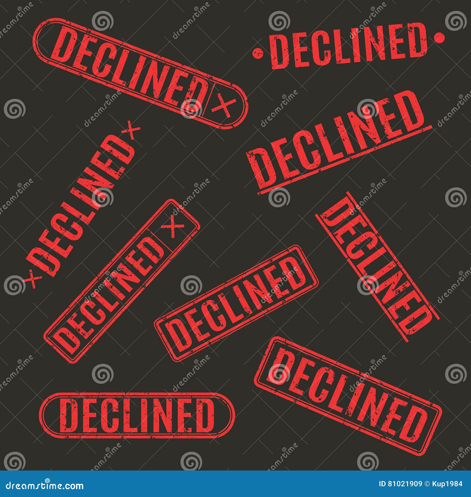 Set of Stamps Declined, Vector Illustration. Stock Vector ...