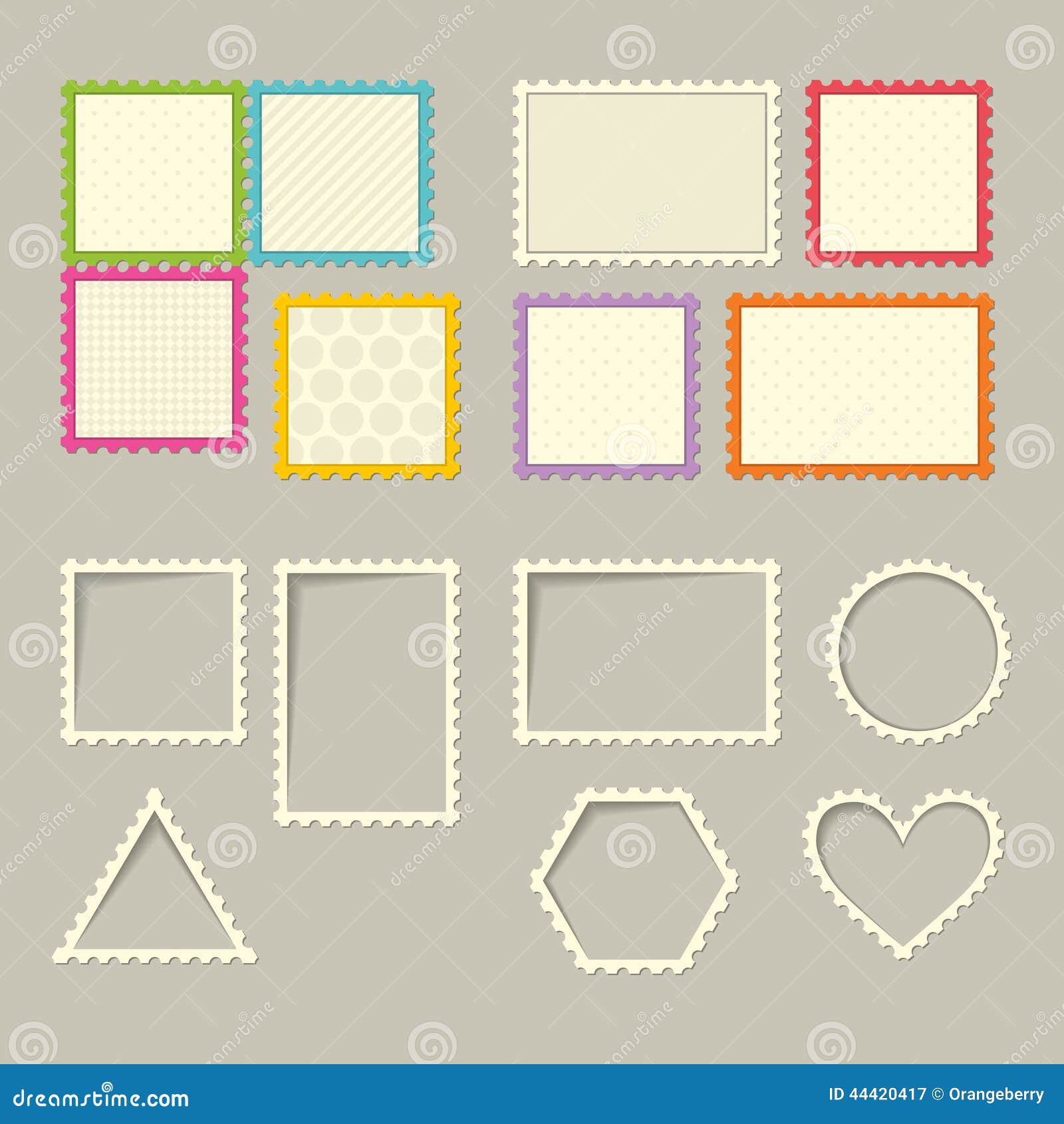 Set of stamps and frames stock vector. Illustration of frames - 44420417