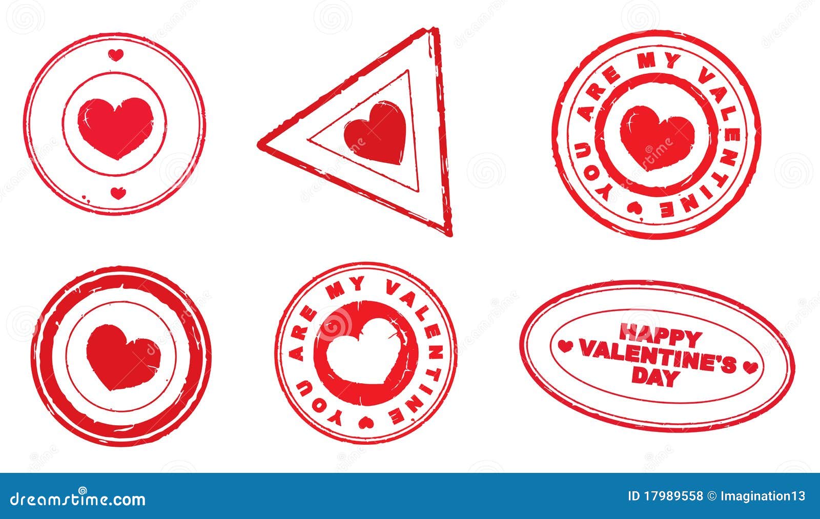 A Set of Stamps with Hearts Stock Vector - Illustration of sign ...