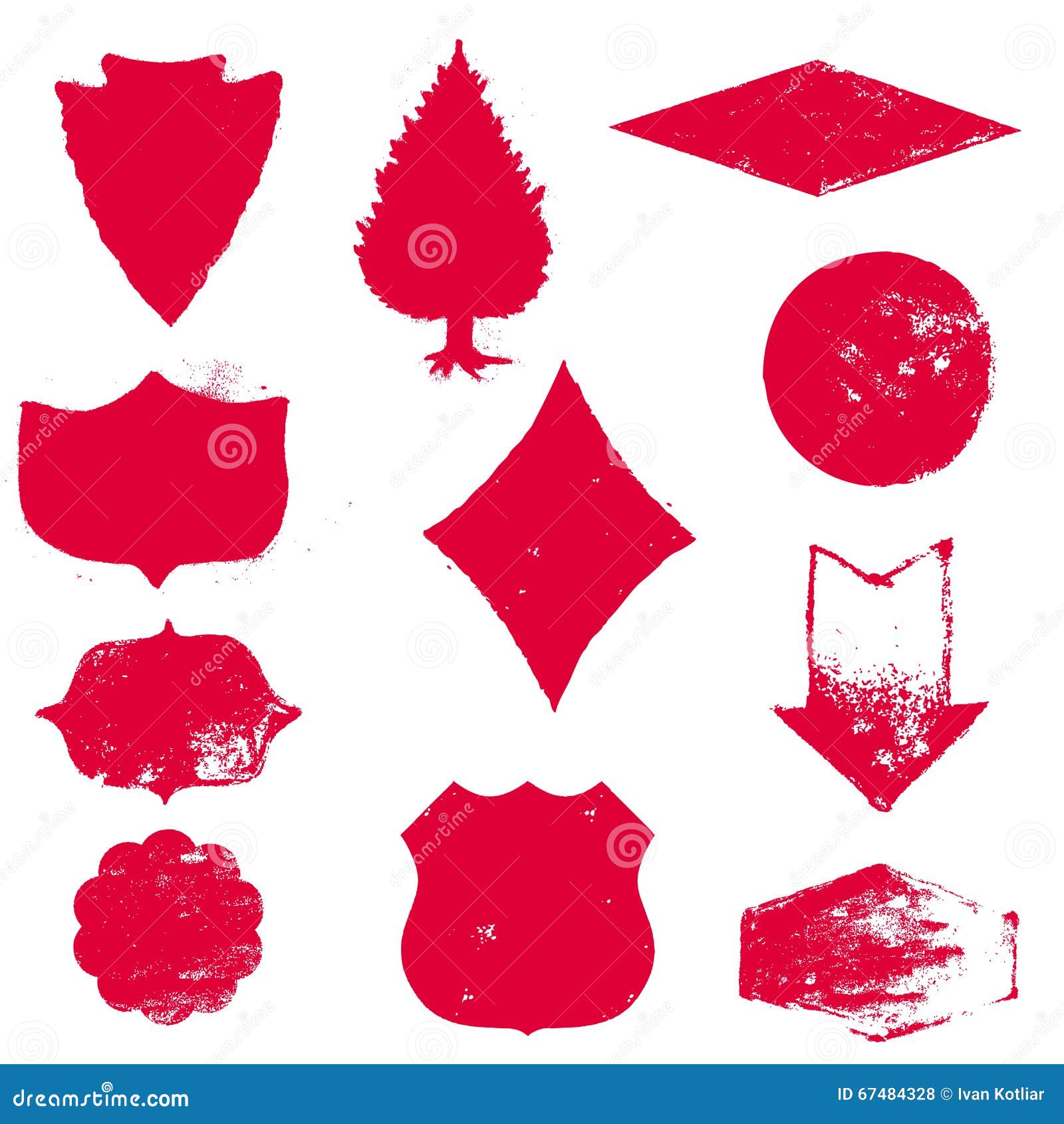 Set of Stamps. Red Stamps. Grunge Rubber Texture Stamp. Textured Stock ...