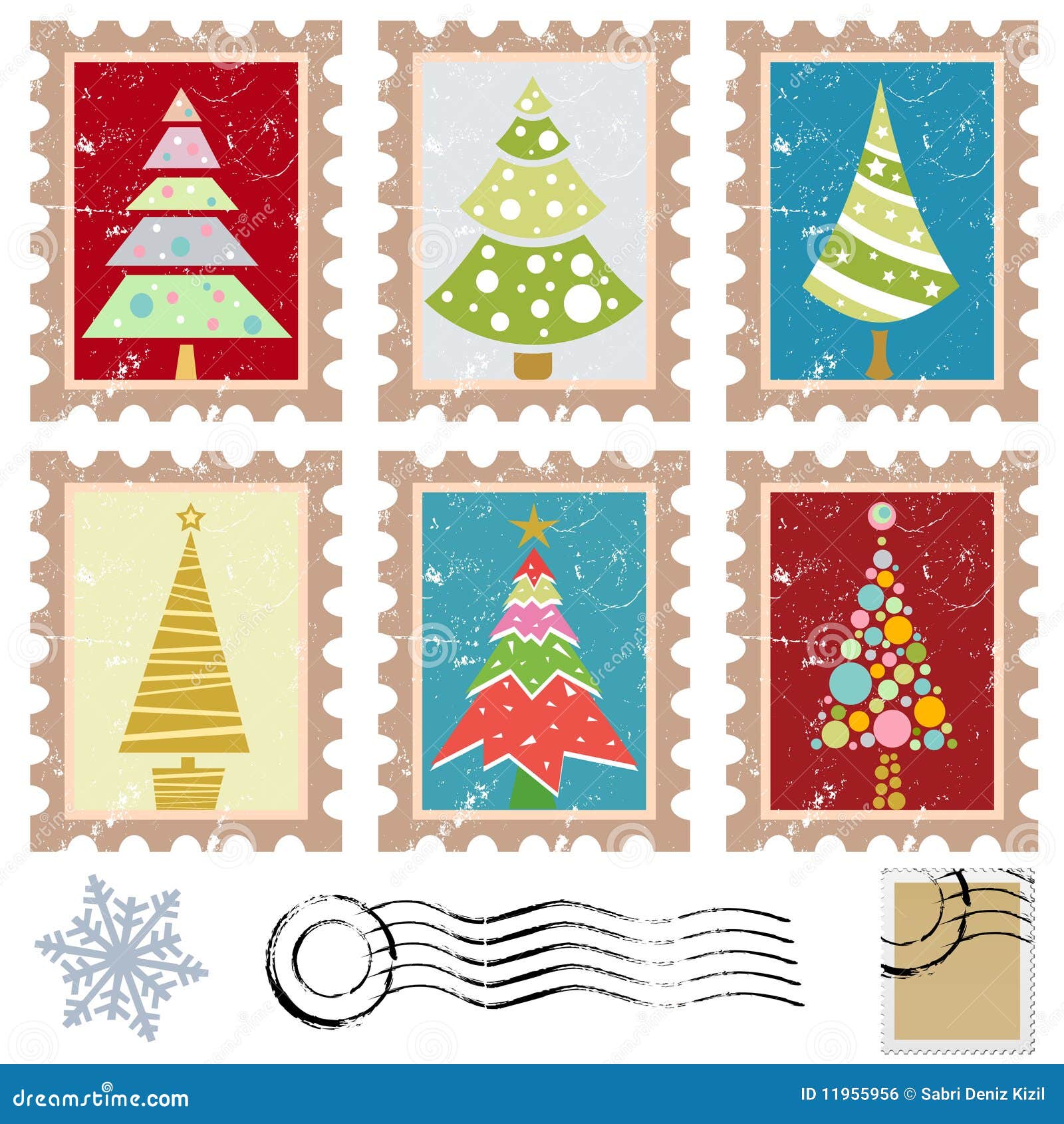 Set of Stamps with Tree Design Stock Vector - Illustration of sweet ...