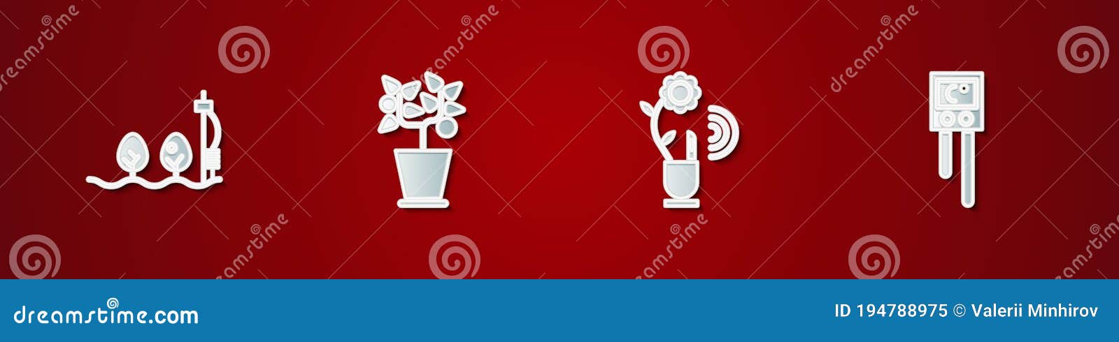 Set Standalone Sensor And Plant, Plant In Pot, Smart Farming Technology ...