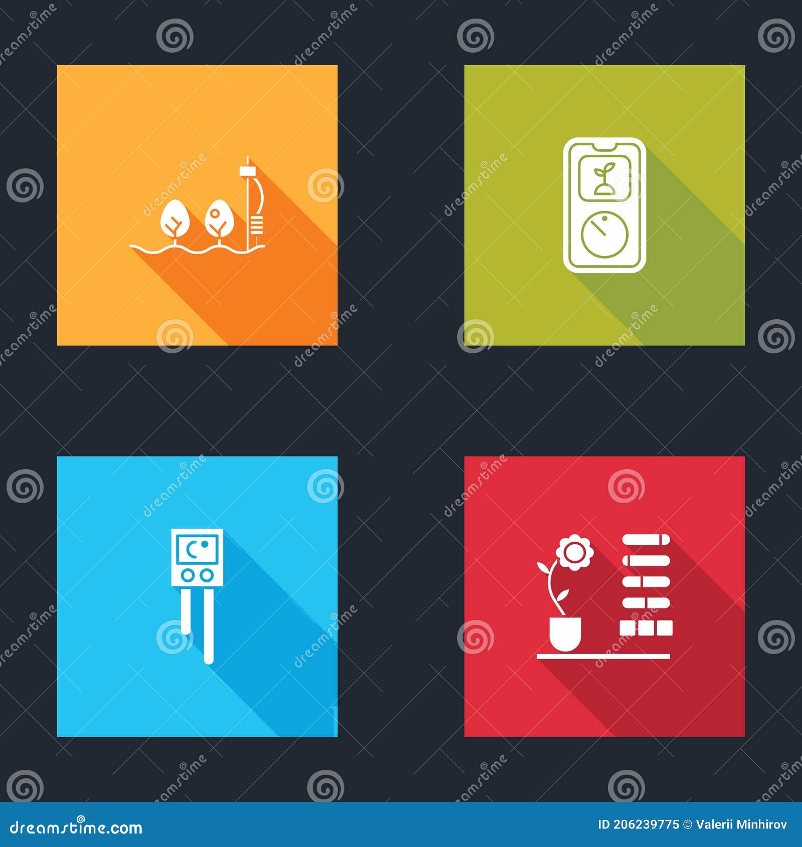 Set Standalone Sensor And Plant, Tractor Location, Smart Farm With ...