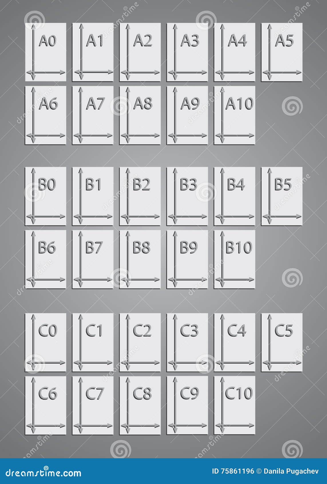 Set Standard Icons Paper Sizes Vector Illustration | CartoonDealer.com ...
