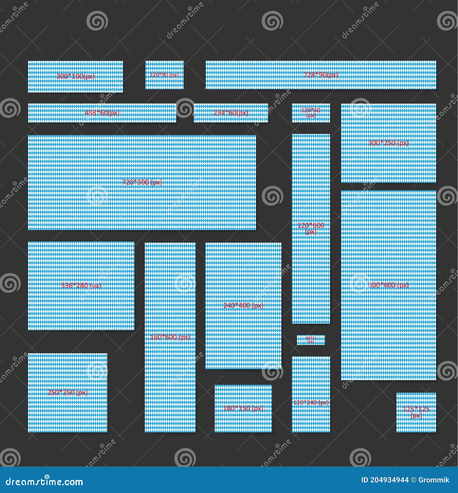 Set of Standard Size Banners with a Pattern of Blue and White Diamonds ...