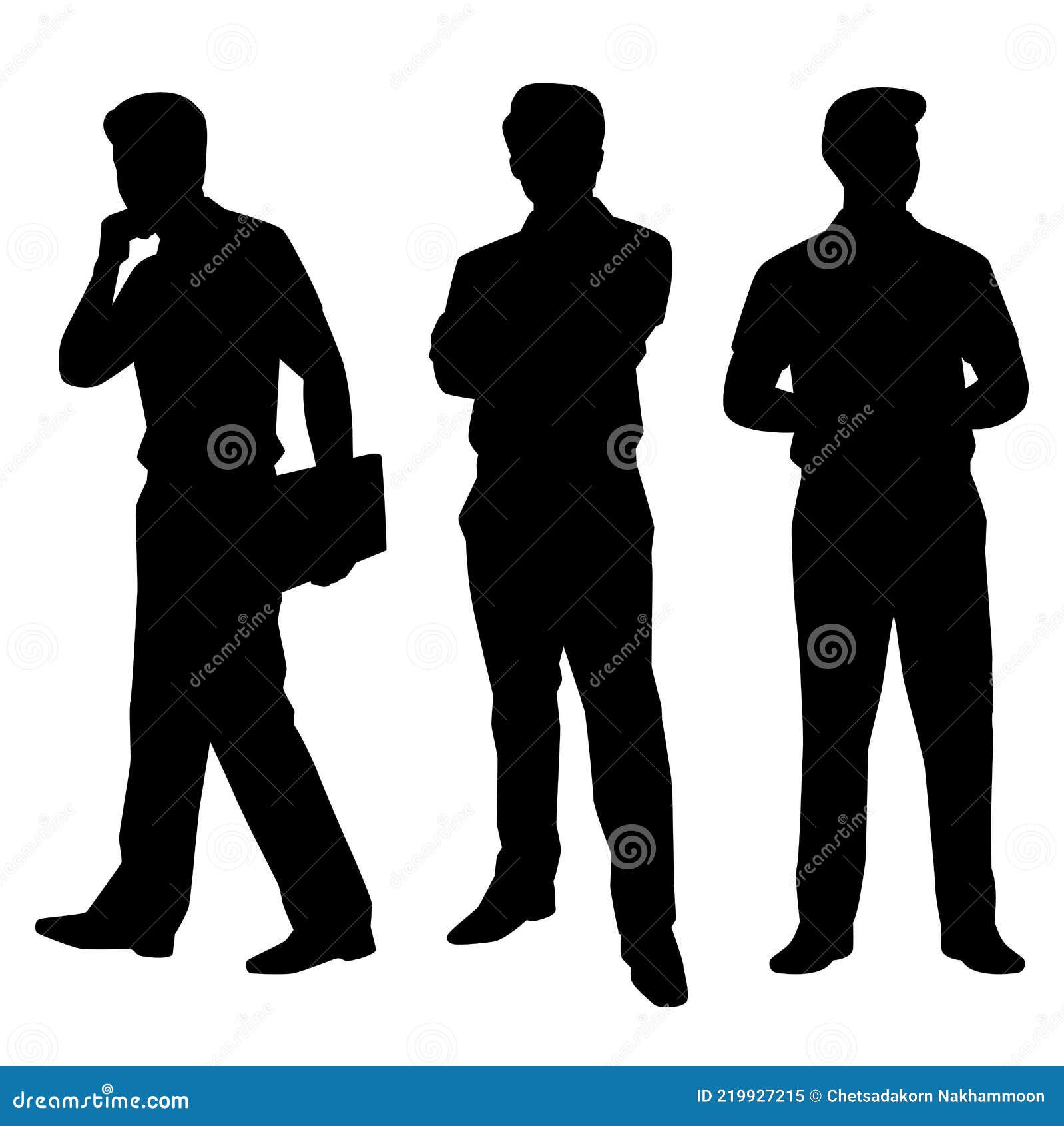 Set of Standing Handsome Man Silhouette Vector Stock Vector ...
